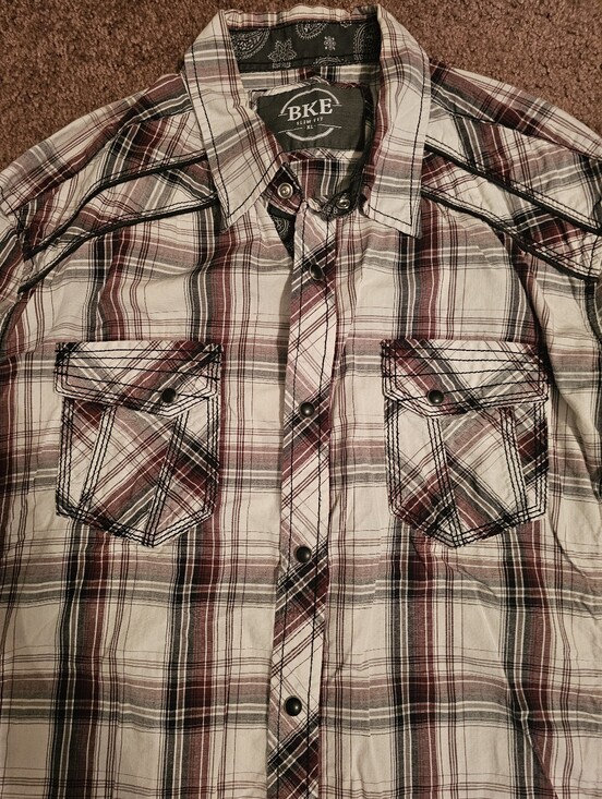 BKE | Shirts | Bke Mens Xl Maroon Black And White Plaid Buttondown ...